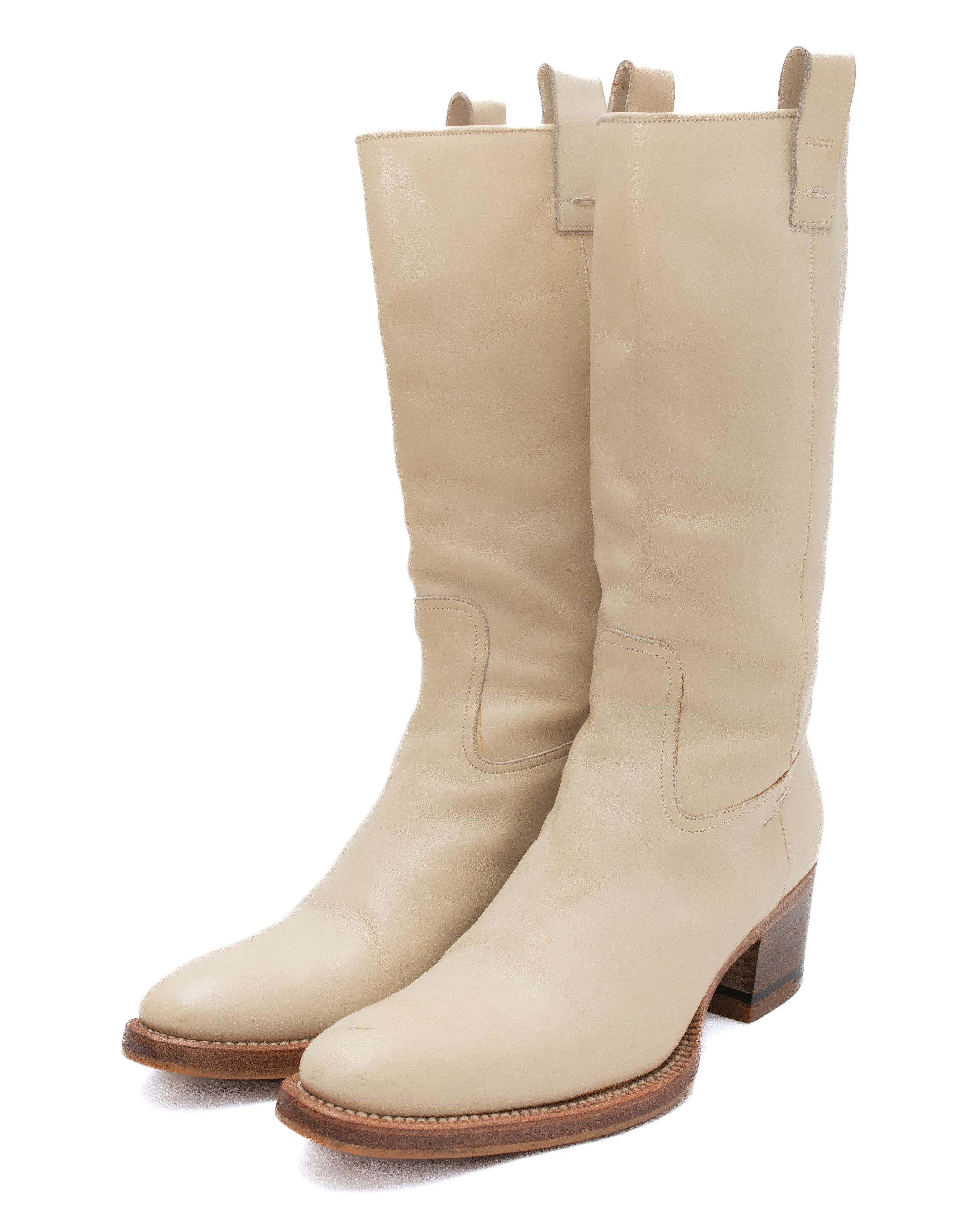Gucci GUCCI TOM FORD Era Beige Cream Leather Cowboy Boots | Grailed