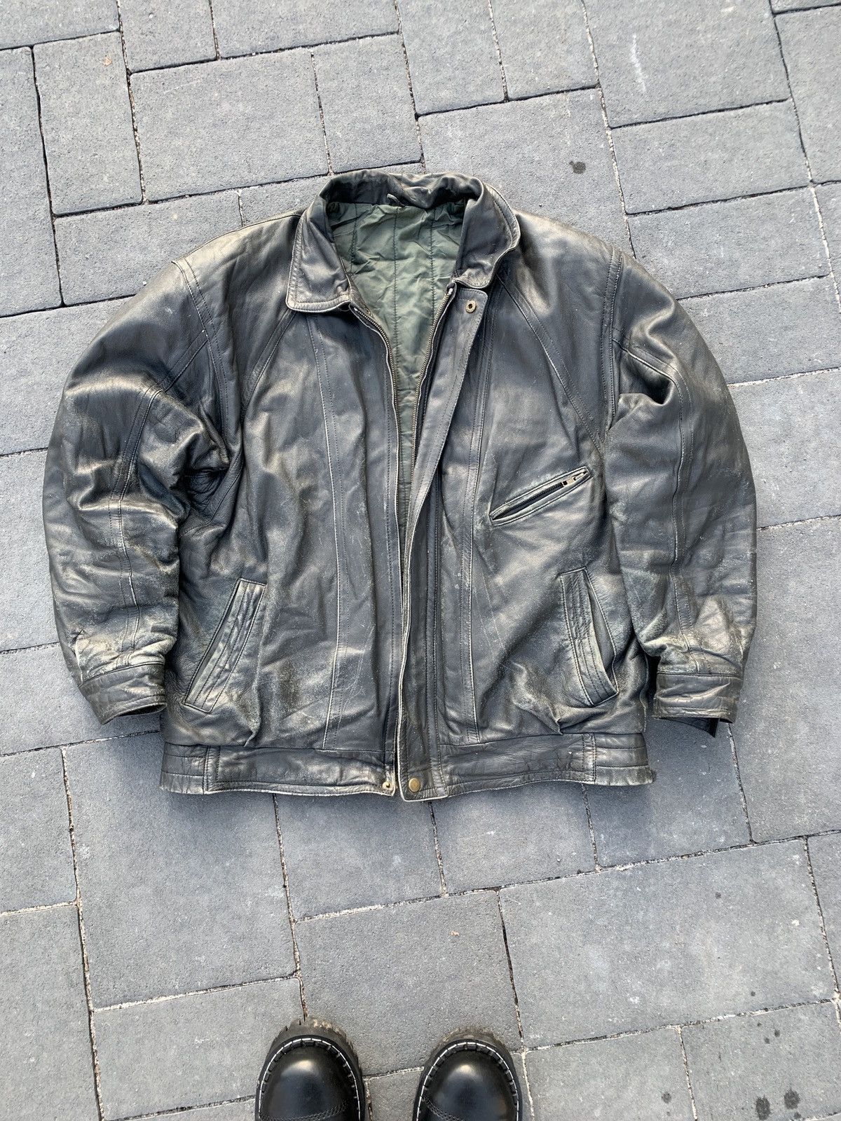 Avant Garde × Leather Jacket × Streetwear Vintage Sick Kanye West Style ...