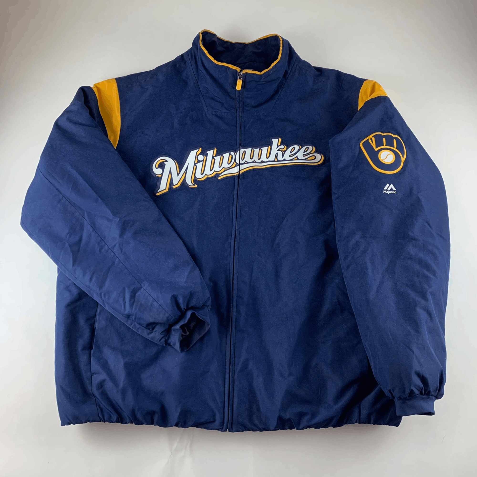 Majestic Milwaukee Brewers MLB Majestic Zip Up Puffer Jacket | Grailed