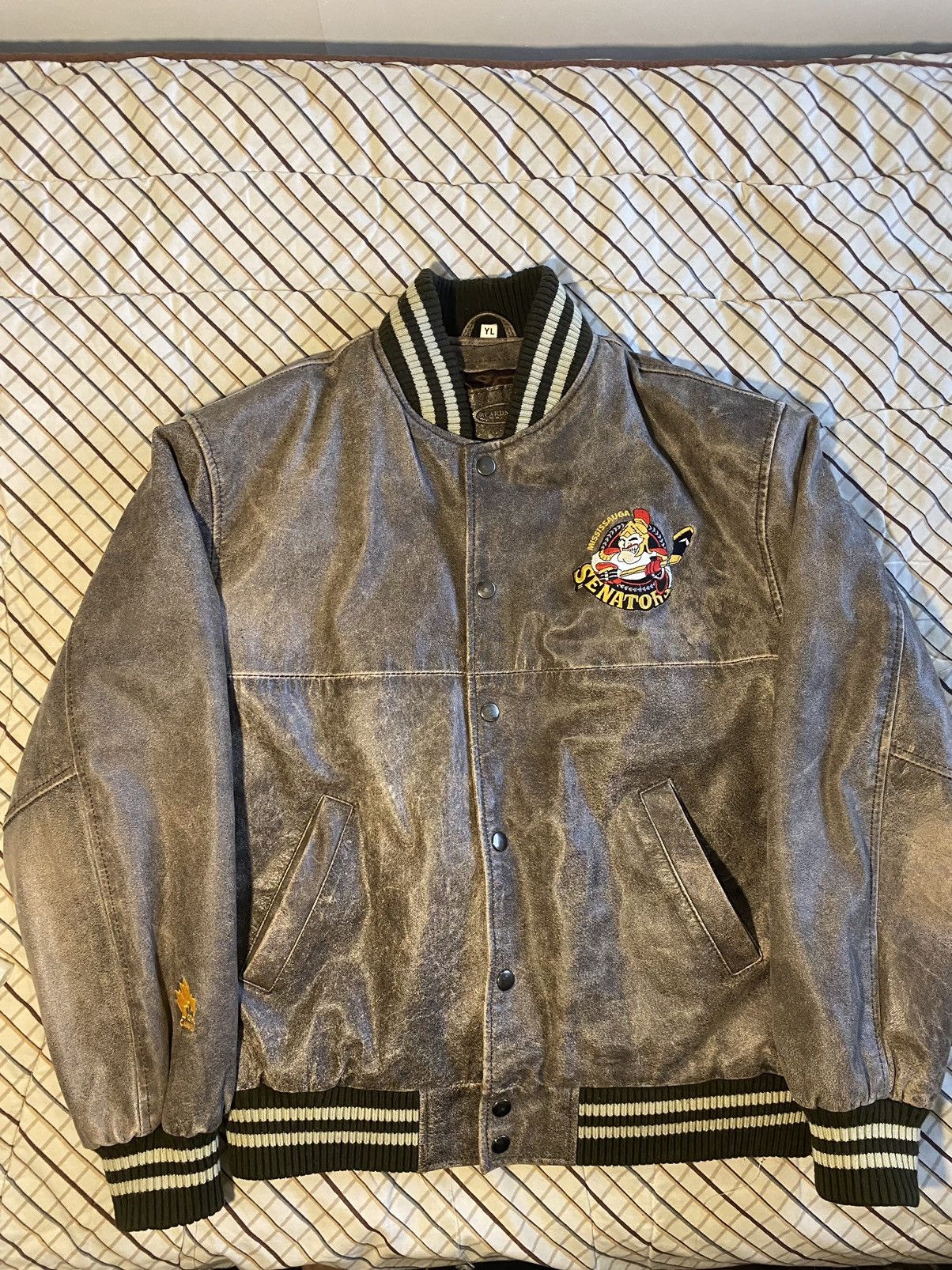 Vintage Cracked brown leather varsity jacket | Grailed