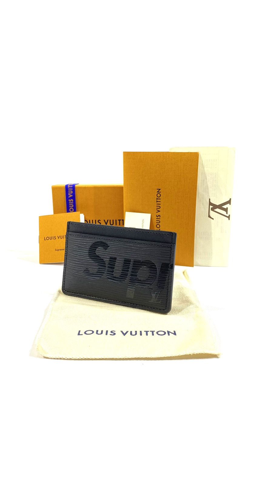 Supreme Louis Vuitton X Supreme Card Holder Wallet EPI Black | Grailed
