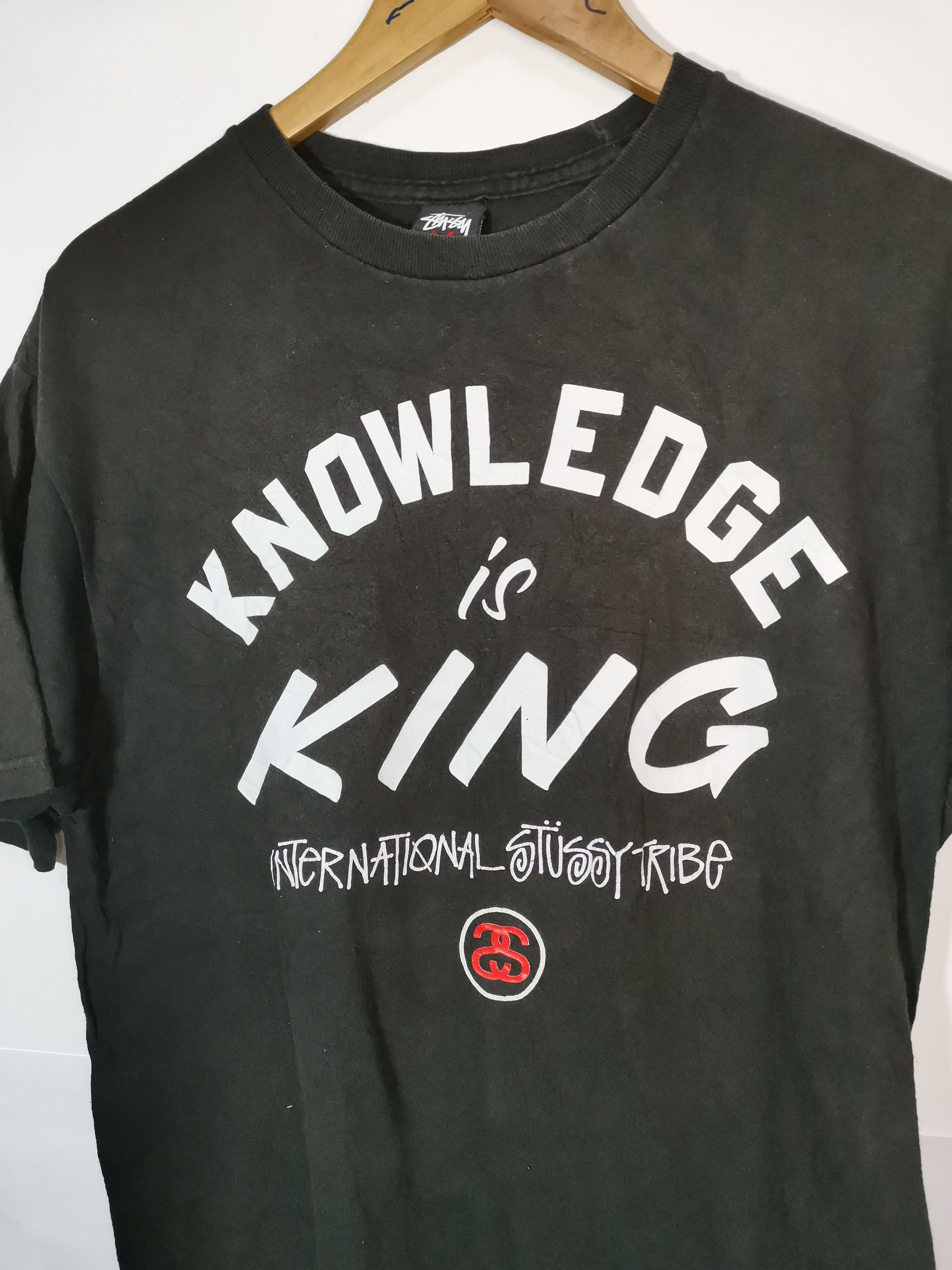 Vintage Vintage Stussy Knowledge is King Black Medium Size | Grailed