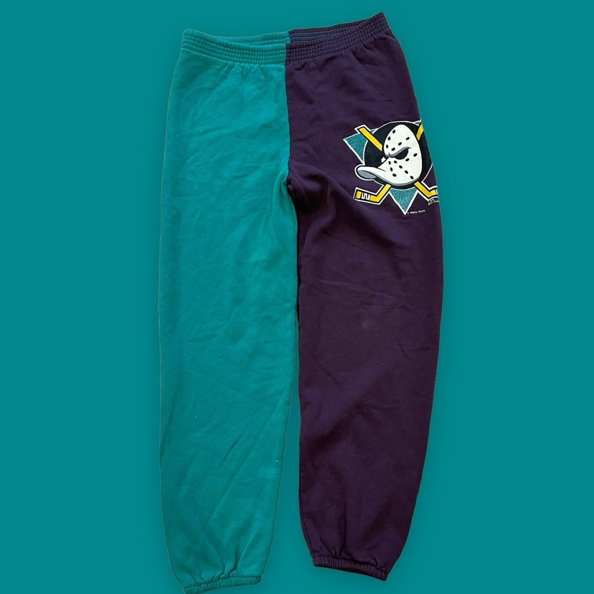 NHL × Vintage Vintage Anaheim Mighty Ducks Sweat Pants/ 90s Made In USA ...