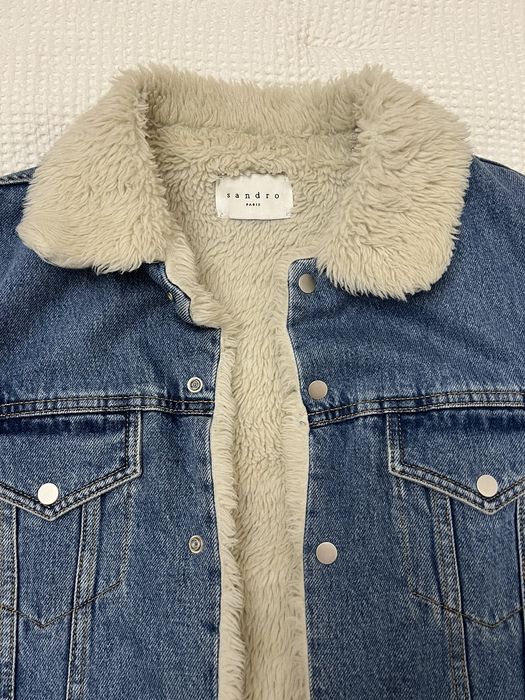 Sandro Sandro Paris Blue Denim Sherpa Lined Jacket | Grailed