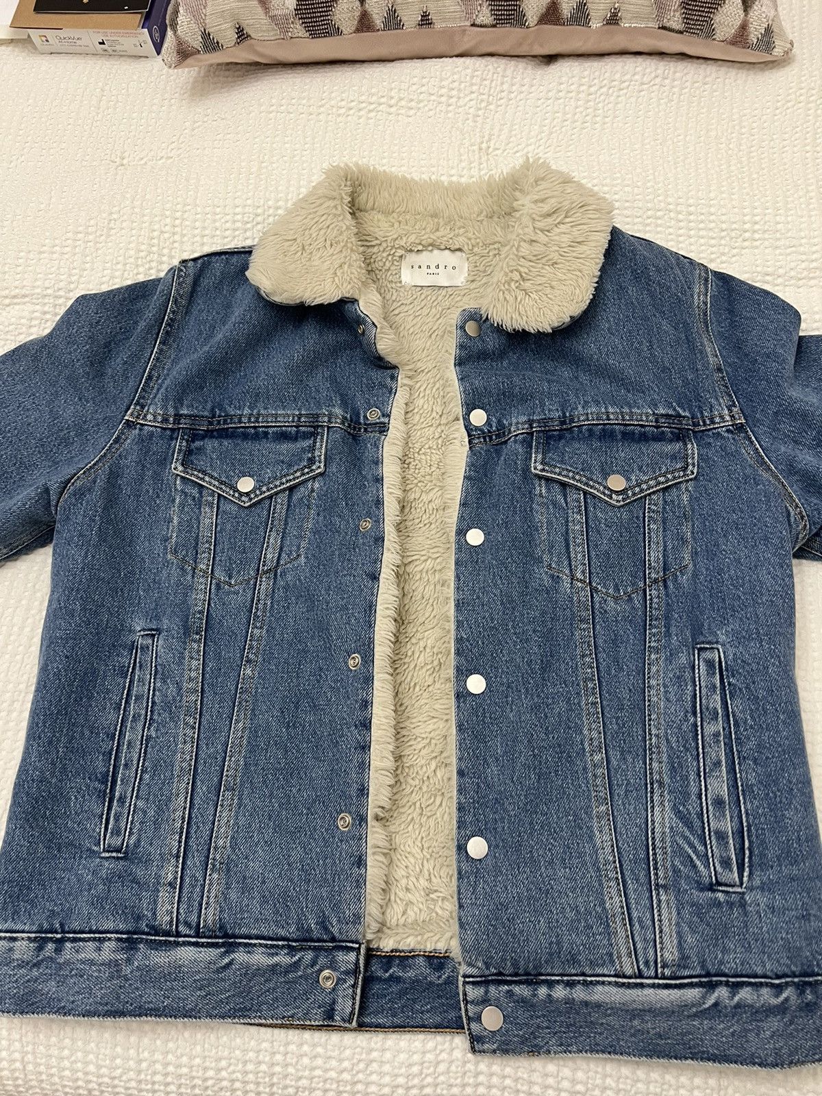 Sandro Sandro Paris Blue Denim Sherpa Lined Jacket | Grailed