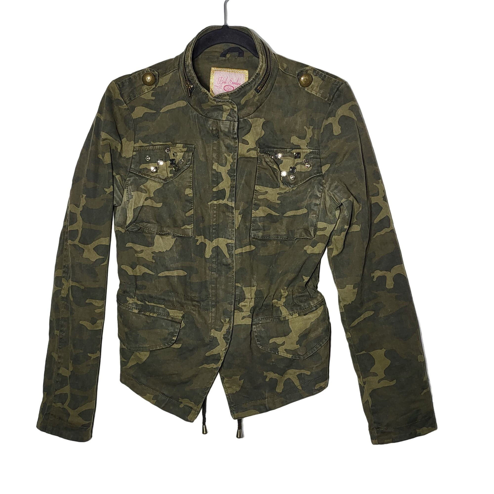 Other Pink Envelope Women's Jewel Embellished Green Camo Jacket M | Grailed