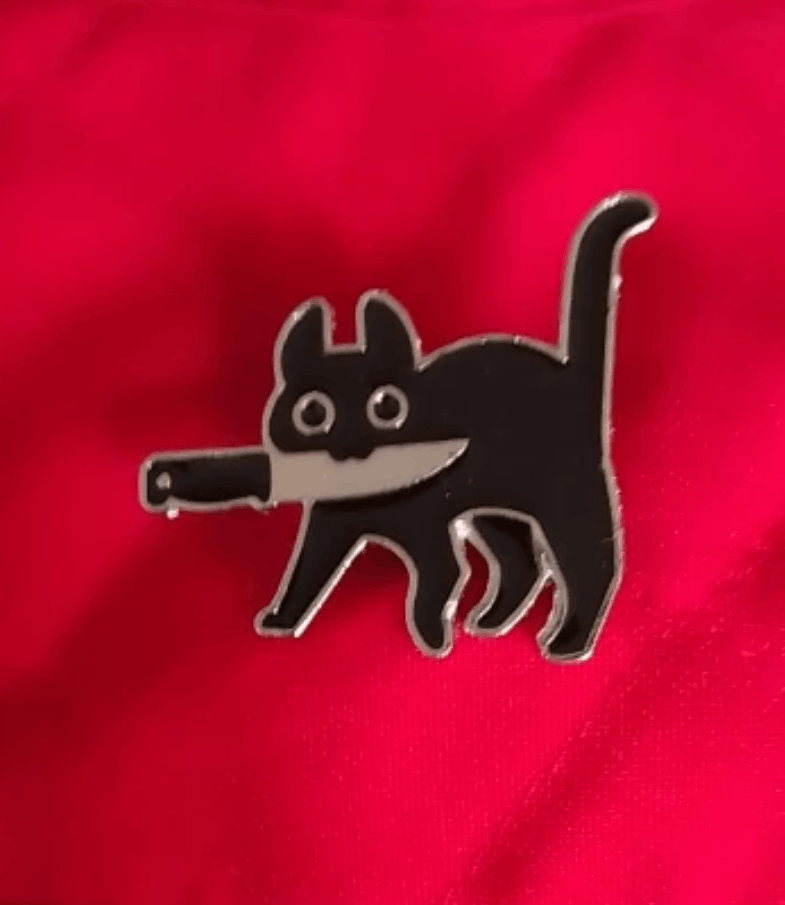 Streetwear Cute Cat With Knife Pin Enamel | Grailed