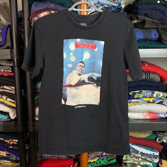 Streetwear × Zara Zara X Muhammad Ali Women’s Medium Faded Black Tee ...