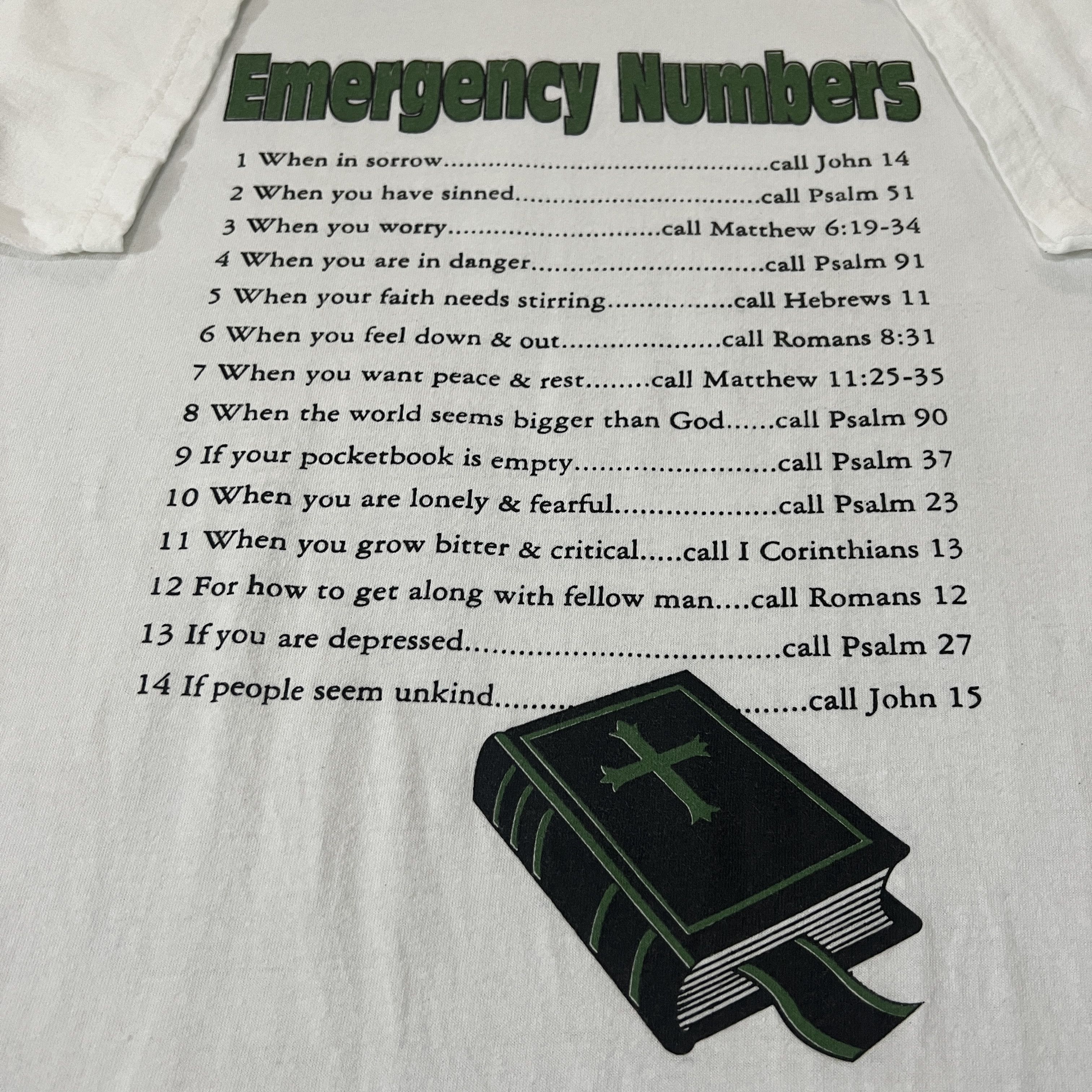 Religion × Streetwear × Vintage Vintage Y2K Emergency Numbers Bible ...