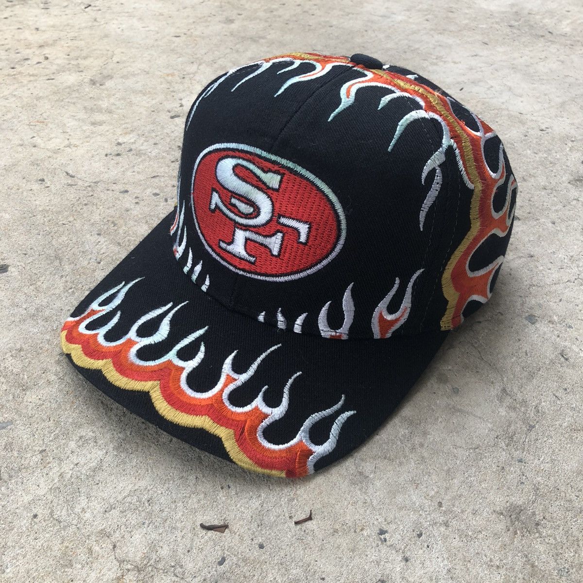 NFL × Vintage 🔥 RARE Vintage Flames San Francisco 49ers Snapback Hat ...