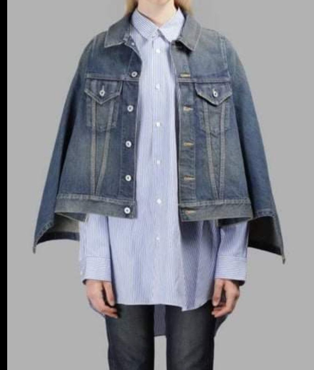 Junya Watanabe Junya Watanabe x Comme des Garcons Denim Capelet Jacket ...
