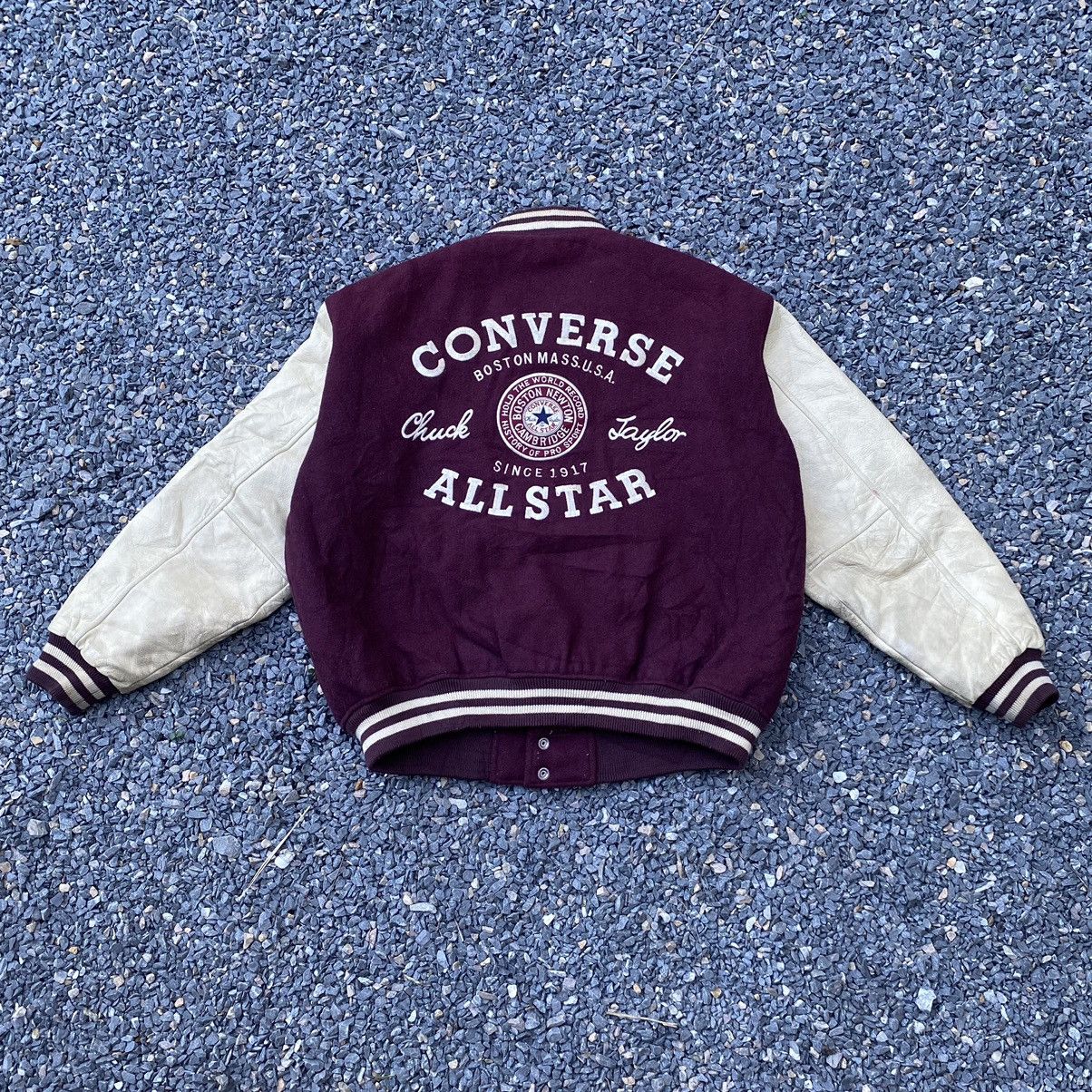 Converse × Varsity Jacket × Vintage Converse Varsity Jacket Leather ...