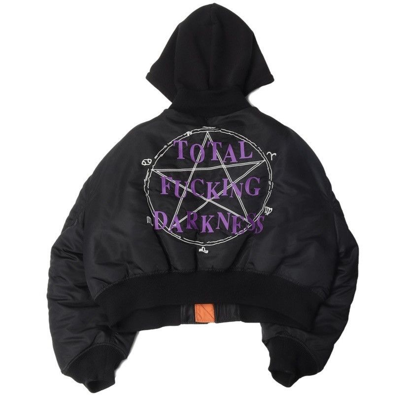 Vetements Vetements FW17 Total Fucking Darkness Cropped Bomber Jacket ...