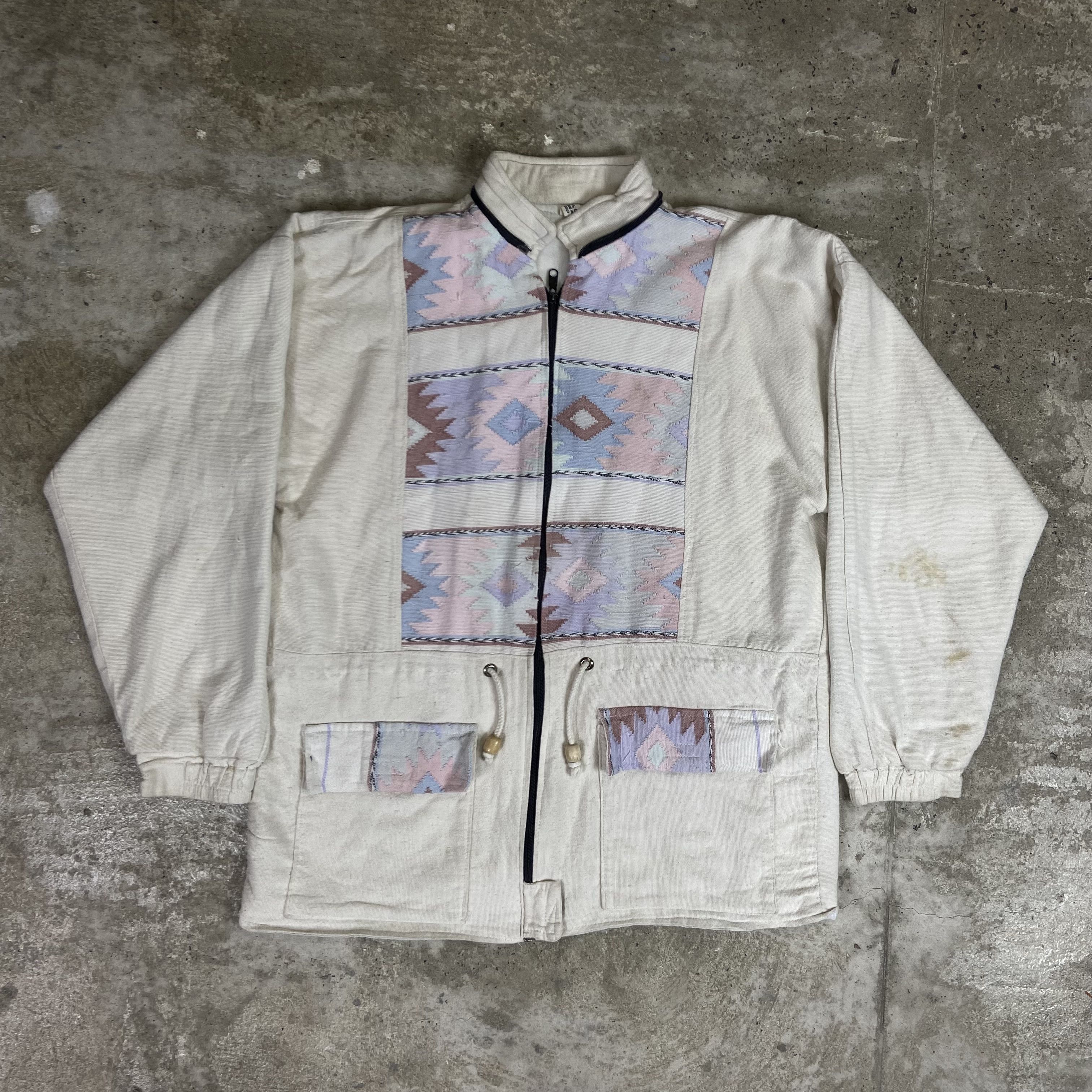 Vintage HEMP AZTEC 1980s HAND CRAFTED ZIP RASTA KNIT JACKET - № 2163 ...