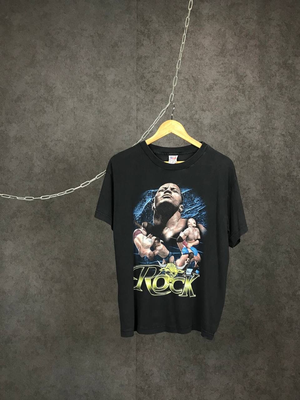Vintage × WWE The Rock 90’s vintage WWE WWF overprinted tee | Grailed