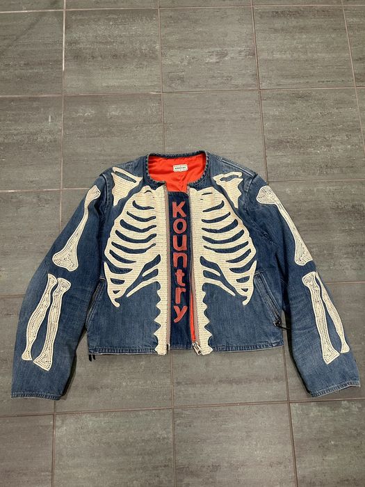 Kapital Kapital Skeleton Denim Biker Jacket | Grailed