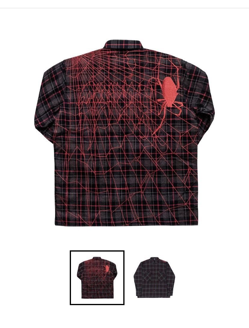 Vintage Spider flannel embroidered *DEAD STOCK* Black / red | Grailed