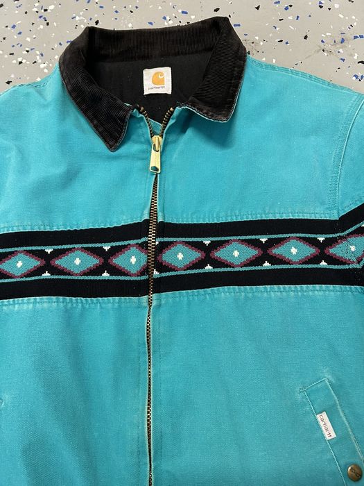 Vintage Rare Vintage Carhartt Aztec Teal Jacket Sante Fe XL | Grailed