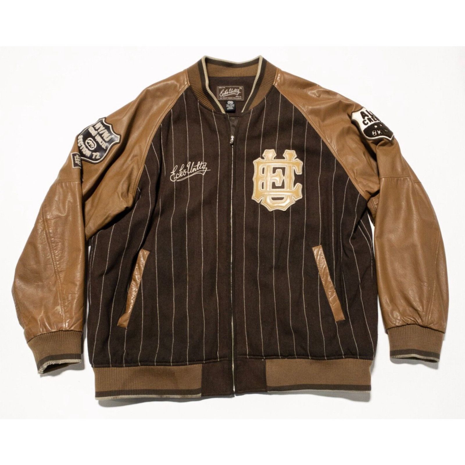 Ecko Unltd. Ecko Unltd. Varsity Jacket Men's 3XL Wool Leather Pinstripe ...