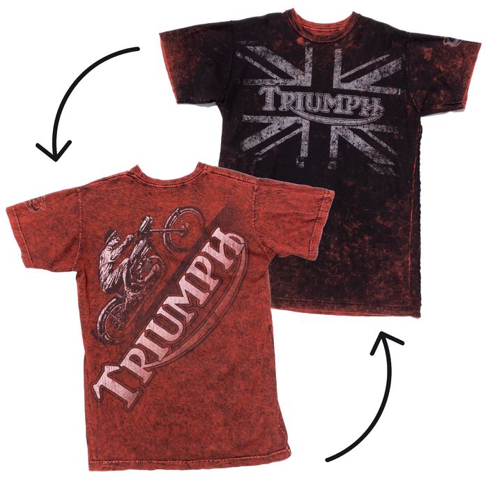 Vintage Triumph Motorcycles T-Shirt Men's Medium Reversible Biker Red ...
