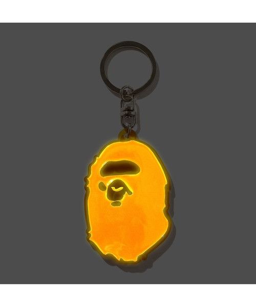 Bape BAPE APEHEAD REFLECTIVE KEY CHAIN ORANGE | Grailed