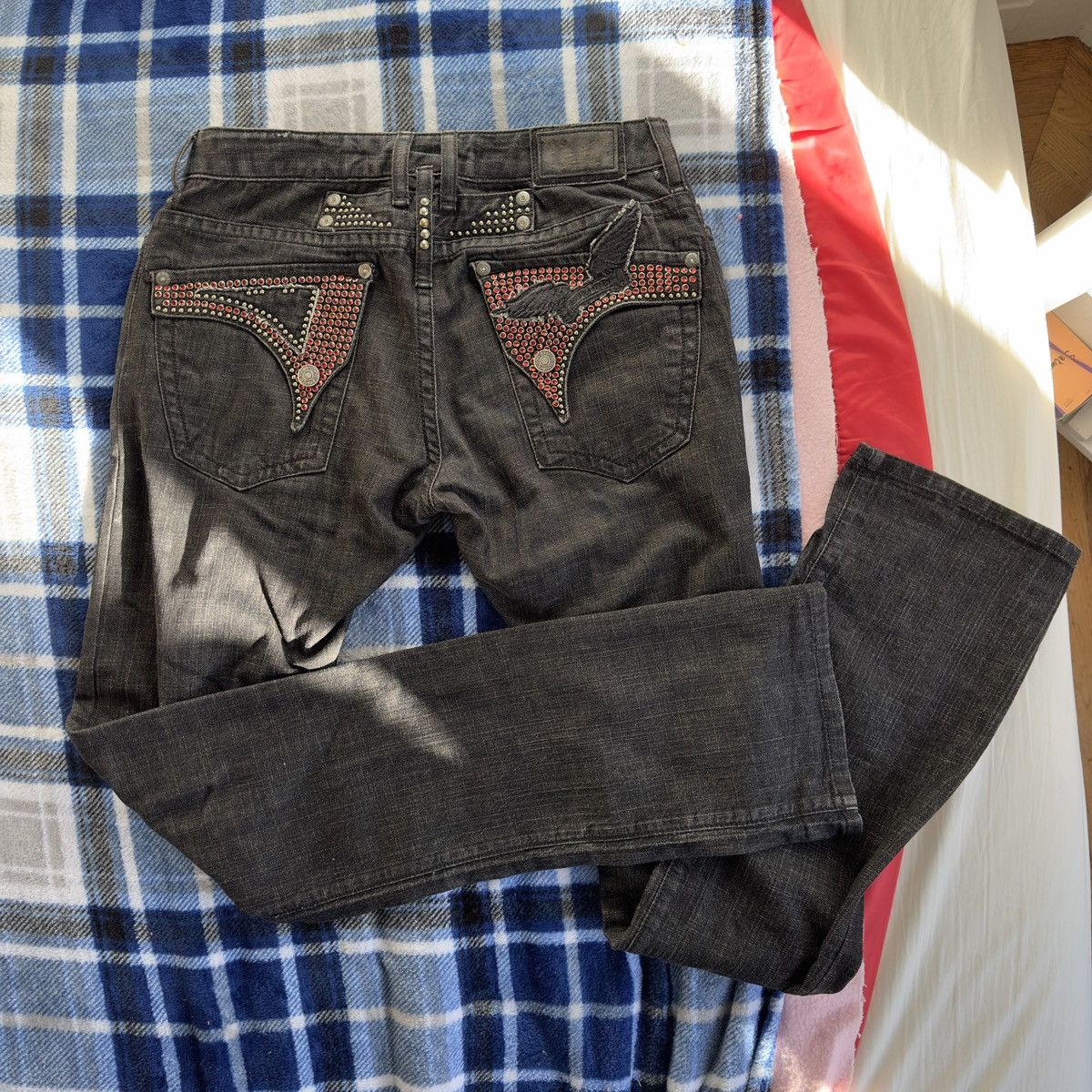 Robins Jeans Black Robins Jeans w/ Red Gems | Grailed