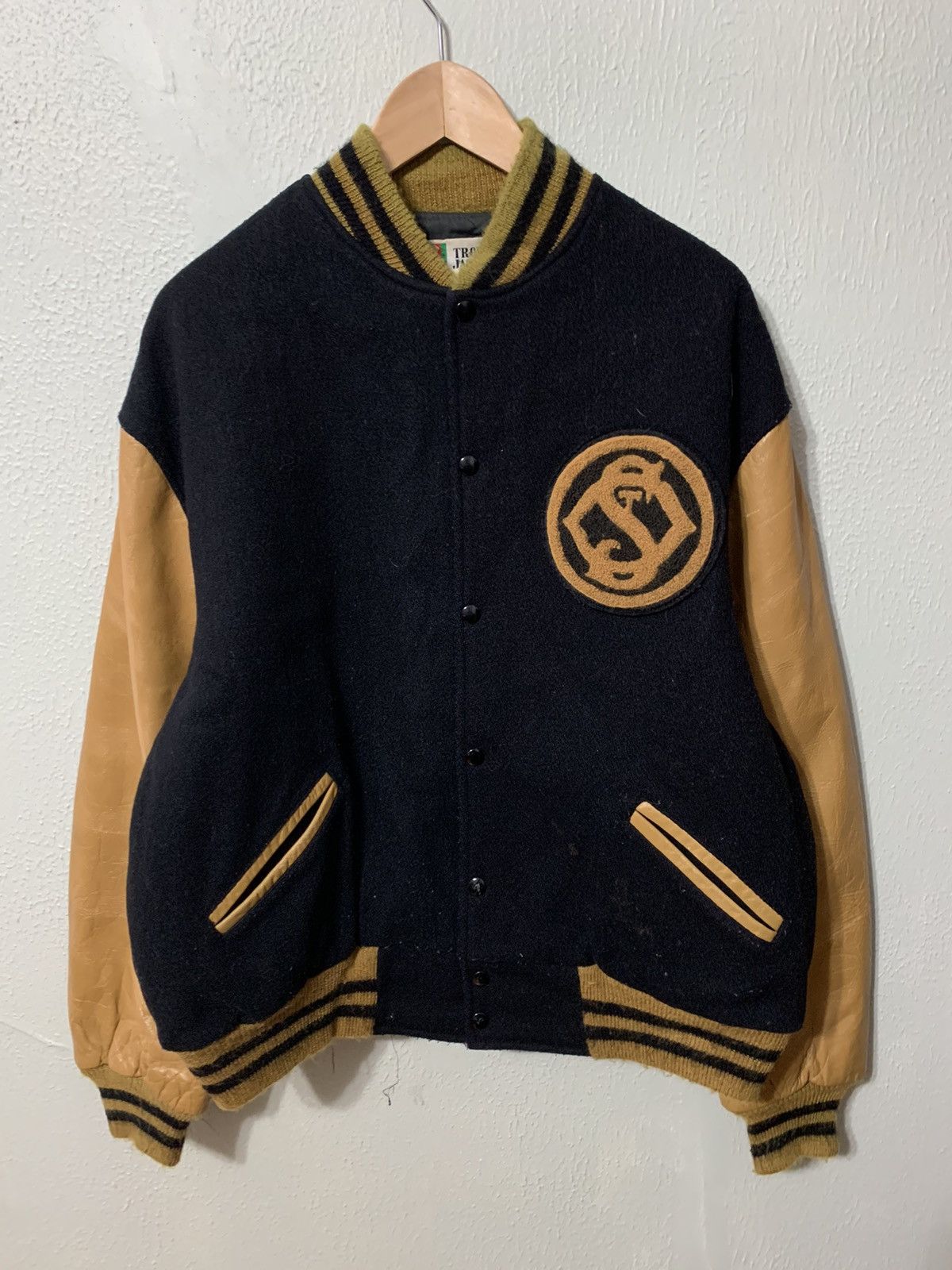 Trophy Clothing × Vintage Vintage Black And Gold Varsity Jacket | Grailed