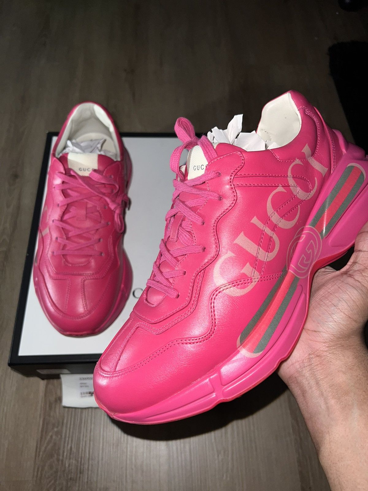 Gucci Gucci Rython Pink Bar Logo | Grailed