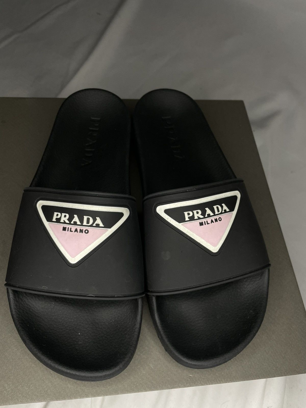 Prada Prada Logo Rubber Slides | Grailed