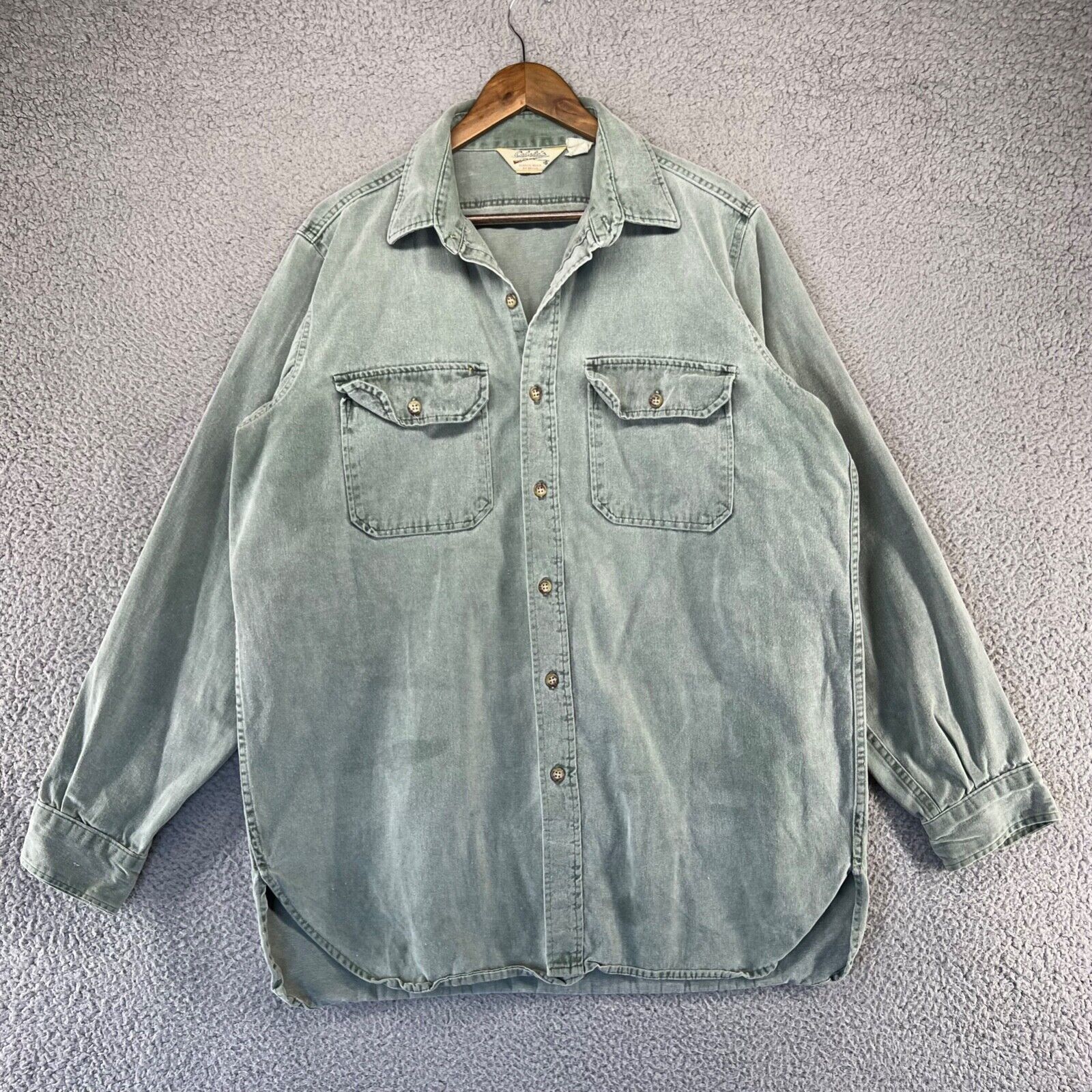 Vintage Vintage Cabela's Chamois Flannel Shirt Mens XL Green Faded ...