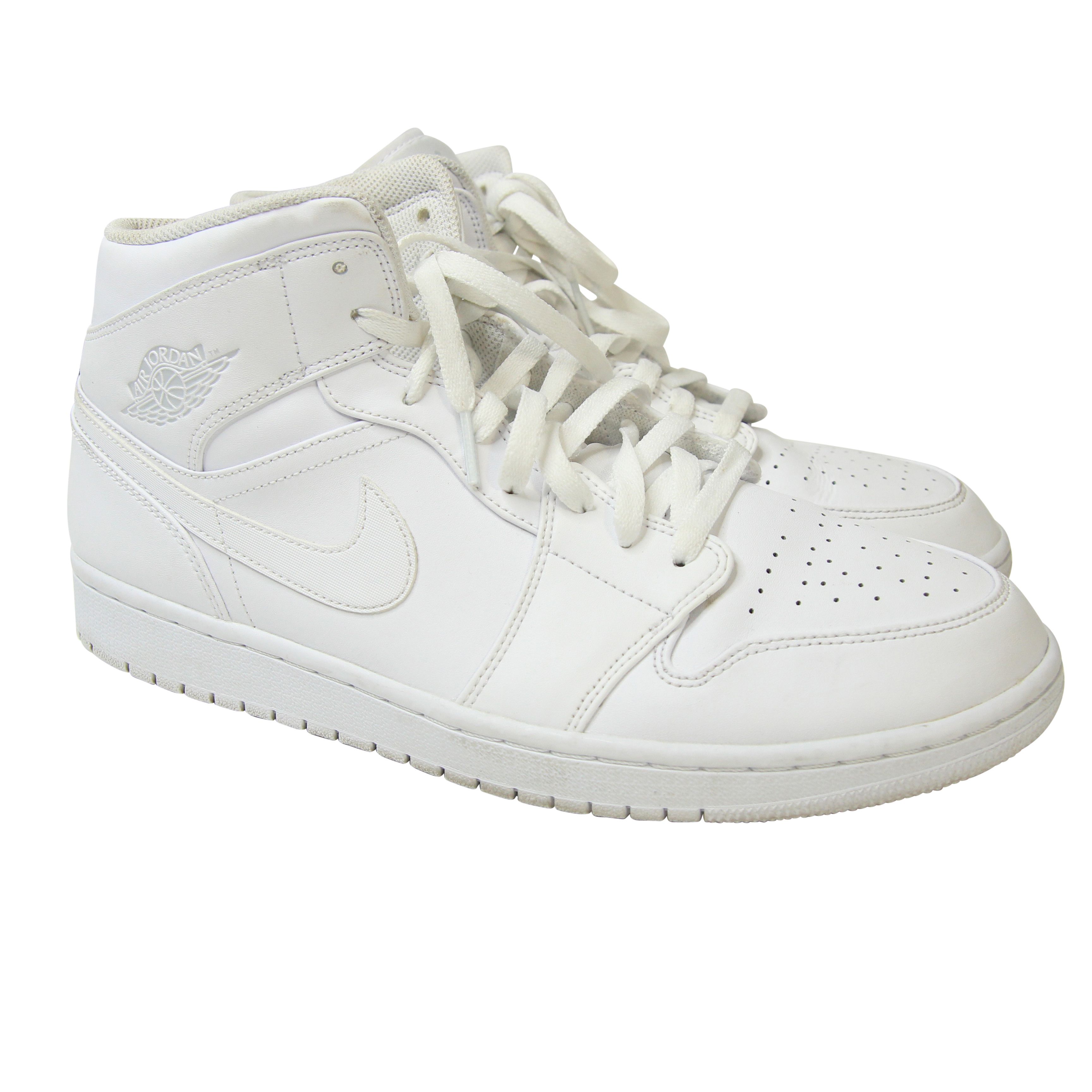 Jordan Brand × Nike Nike Jordan 1 Mid Pure White Platnium Swoosh | Grailed