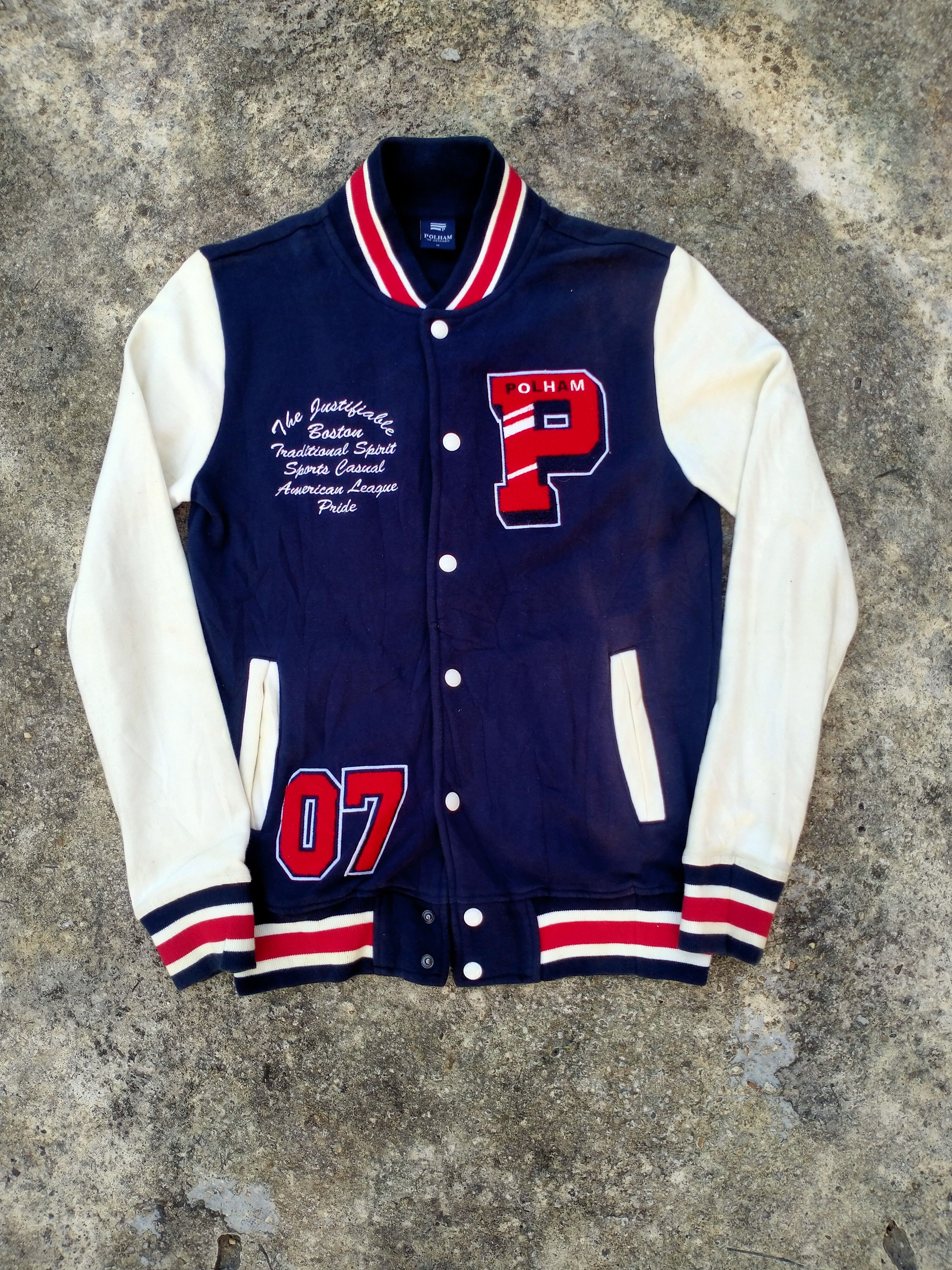 Japanese Brand POLHAM THE JUSTIFIABLE EMBROIDERED LOGO VARSITY JACKET ...