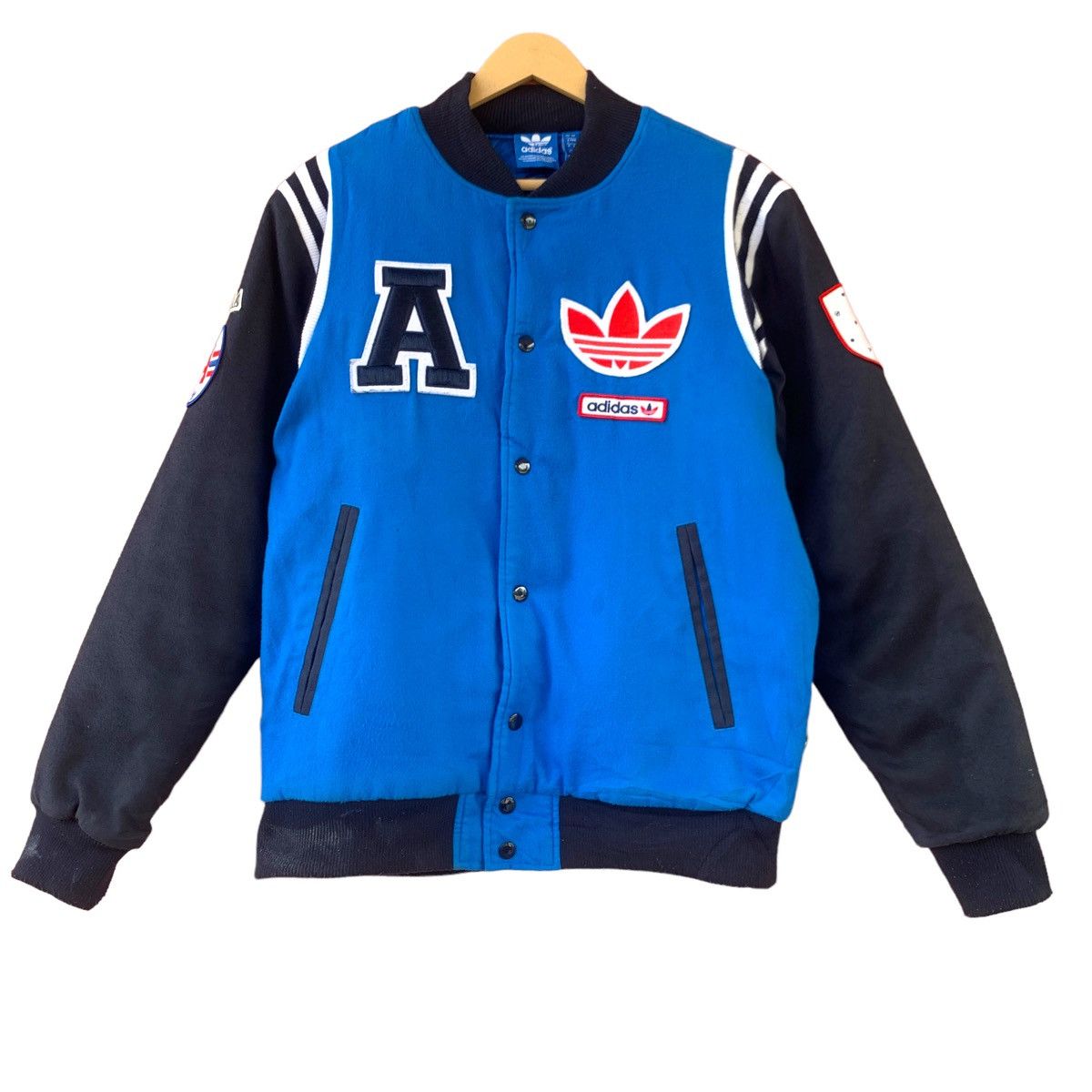 Adidas × Rare 🔥 RARE🔥 Adidas Varsity Jacket Patches Big Logo Nice ...
