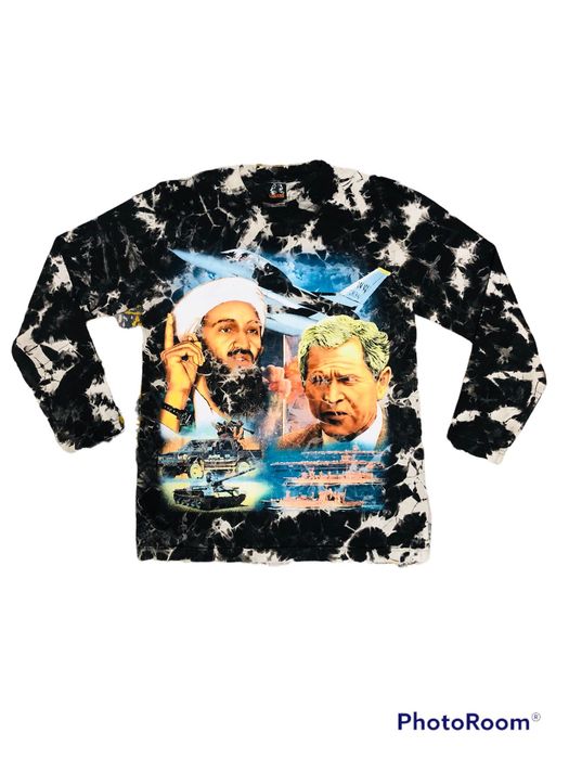 Vintage OSAMA BIN LADEN X BUSH BOOTLEG TYE DYE LONG SLEEVE TSHIRT | Grailed