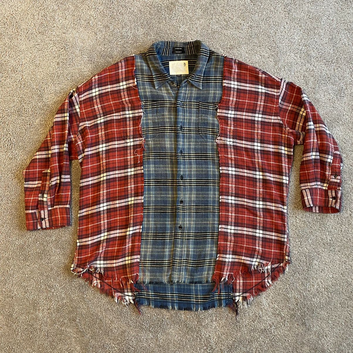 R13 R13 Distressed Flannel Red/Blue | Grailed