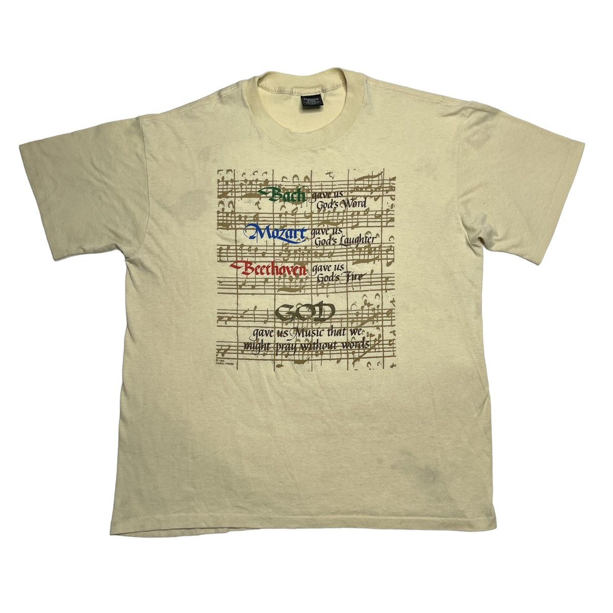 Vintage Vtg 90s Beethoven Mozart Bach God Music Distressed T Shirt ...