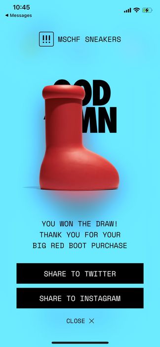 MSCHF Big Red Boot MSCFH Size 10 DS | Grailed