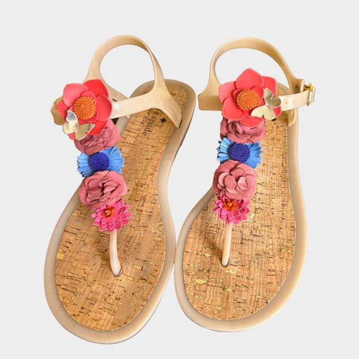 Kate Spade NEW Kate Spade Fatema Flower Thong Sandal 8 Jelly Pink Flora ...