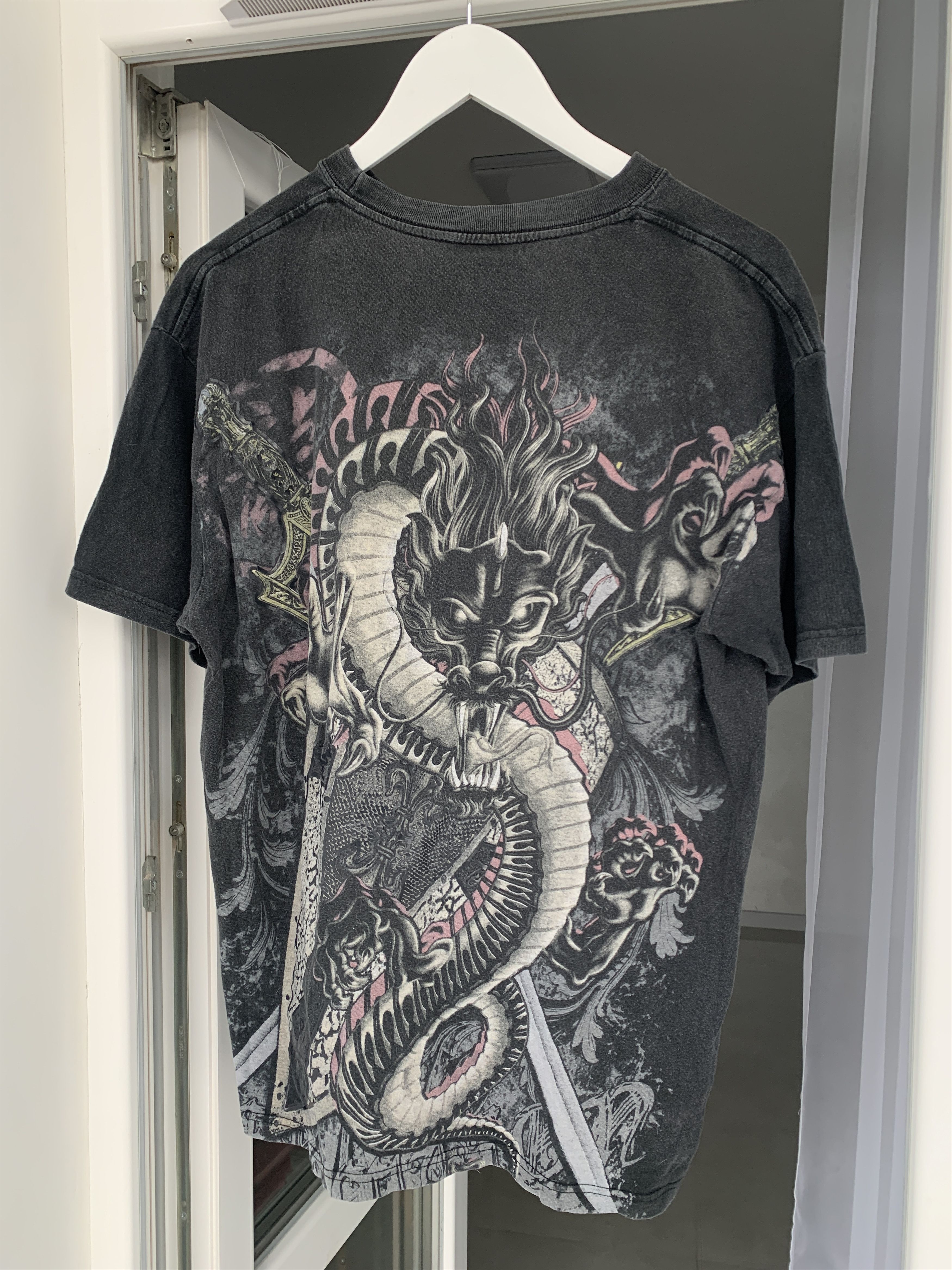 Vintage Vintage Sun Faded Black 90s Japanese Dragon Tee Y2K | Grailed