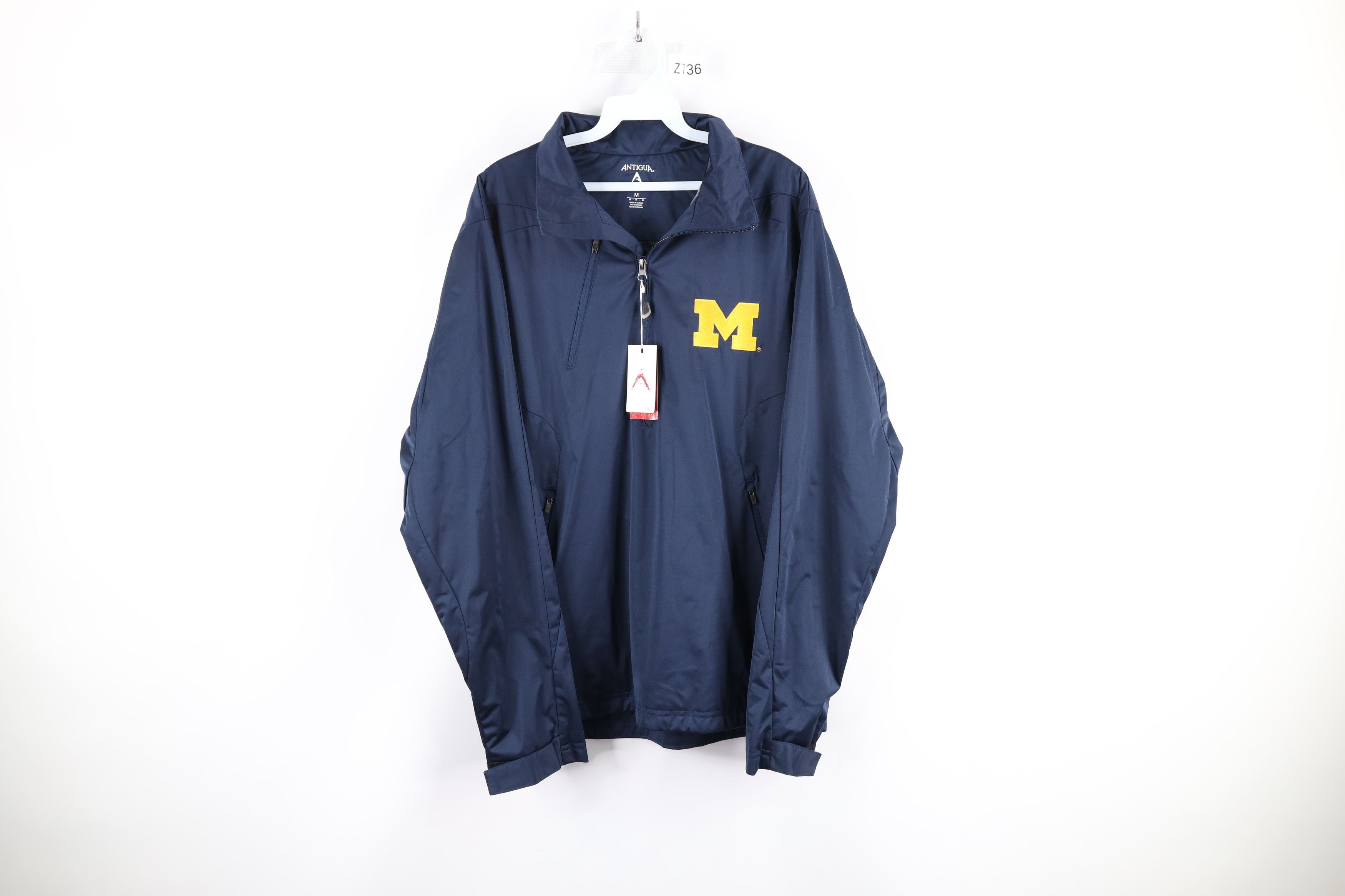 Vintage New The University of Michigan Half Zip Pullover Jacket Blue ...