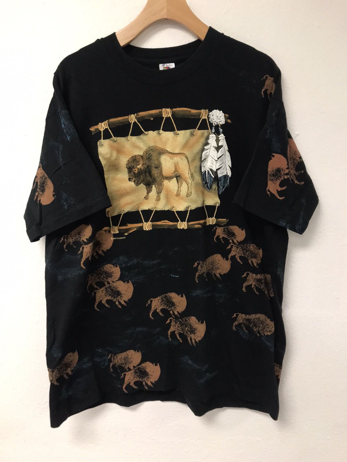 Vintage Vintage 1995 single stitch Native American AOP animal art | Grailed