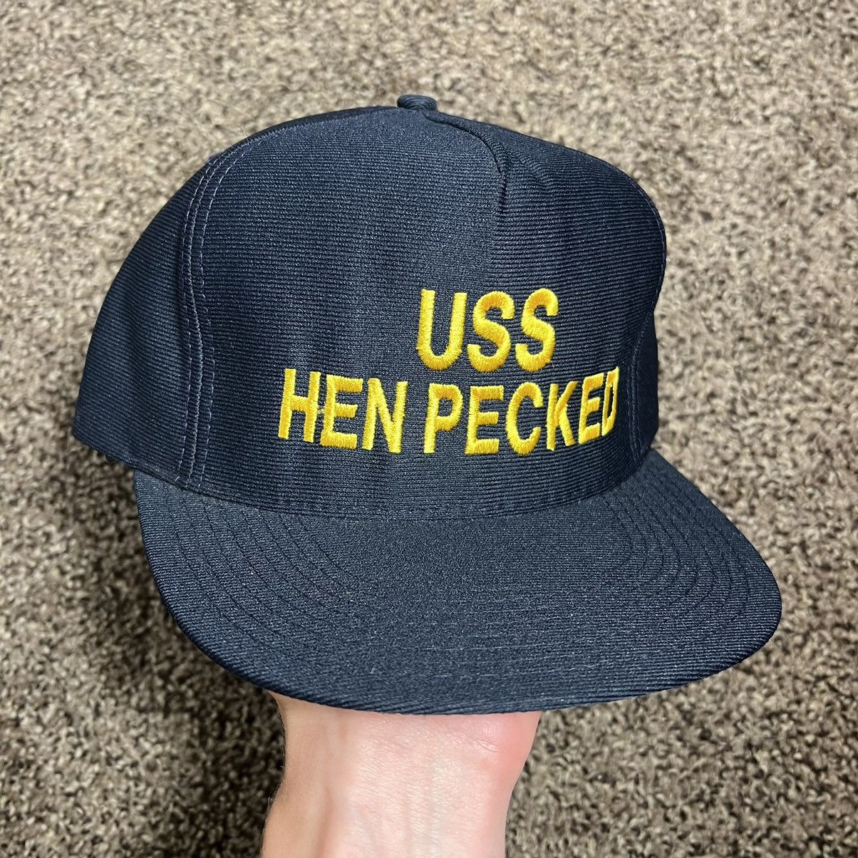 Military × Vintage USS Hen Pecked Vintage Hat Eagle Crest Made in USA ...