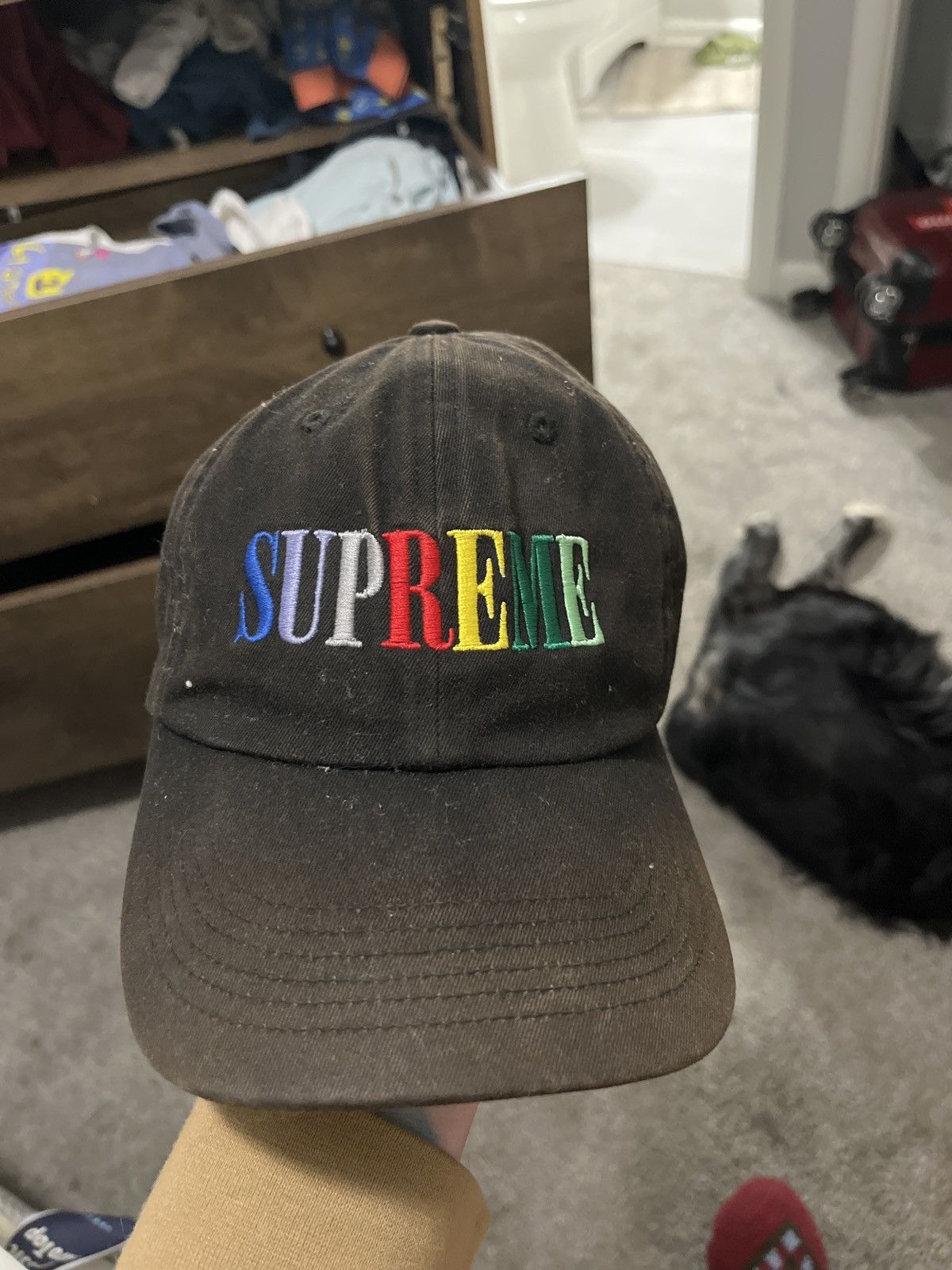Supreme Black multicolor supreme stitching | Grailed