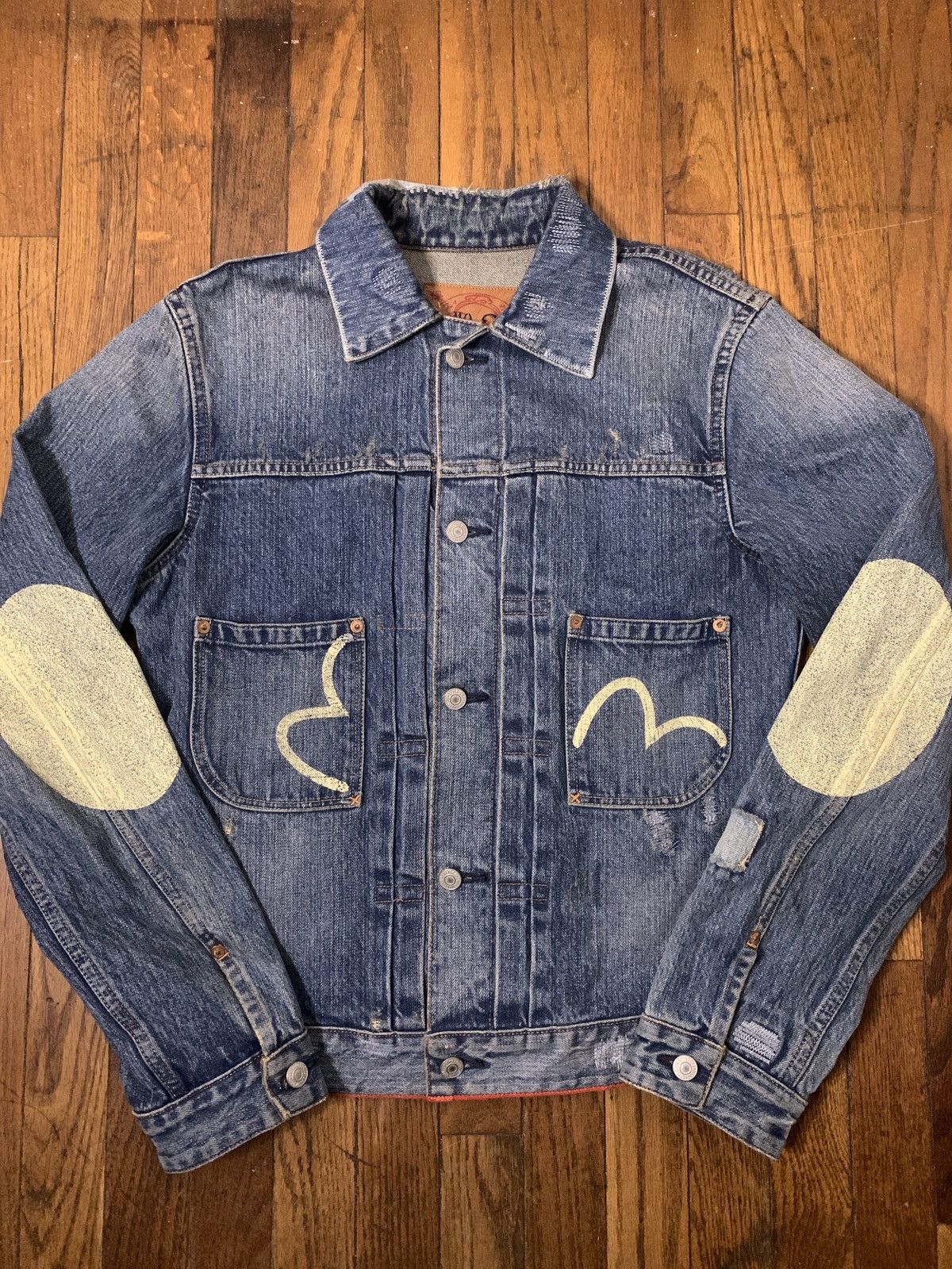 Evisu Evisu Type 2-esque Denim Jacket w/ Painted Elbows | Grailed