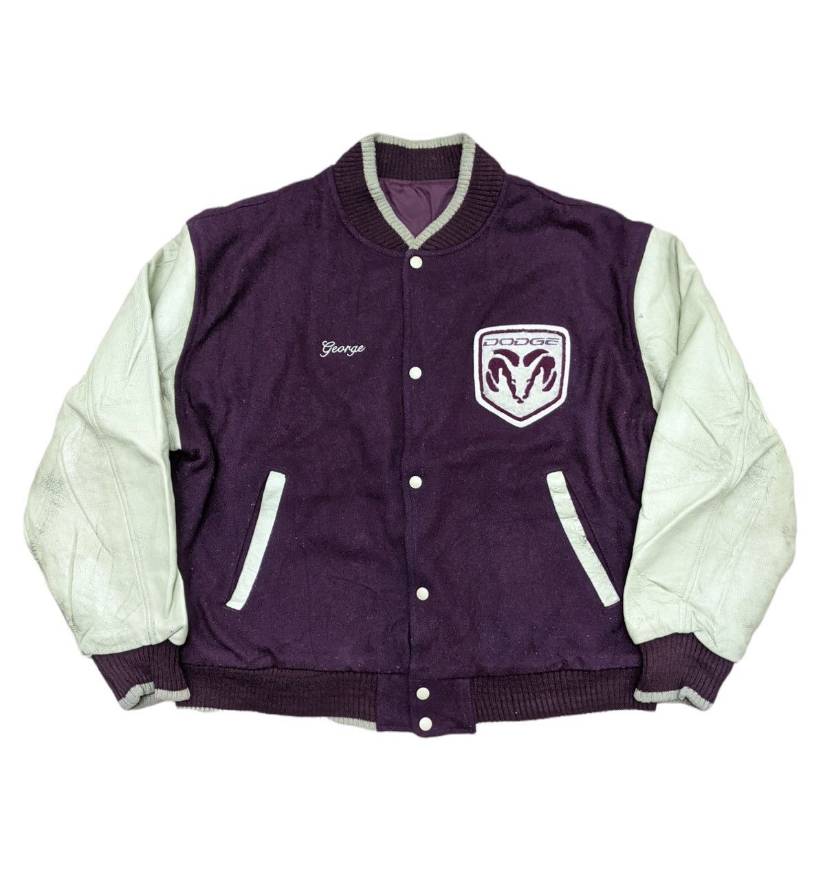 Streetwear × Varsity Jacket Vtg Dodge Wool Leather Varsity Jacket | Grailed