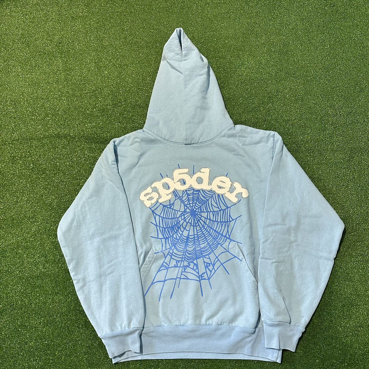 Sp5der Sp5der web hoodie sky blue | Grailed