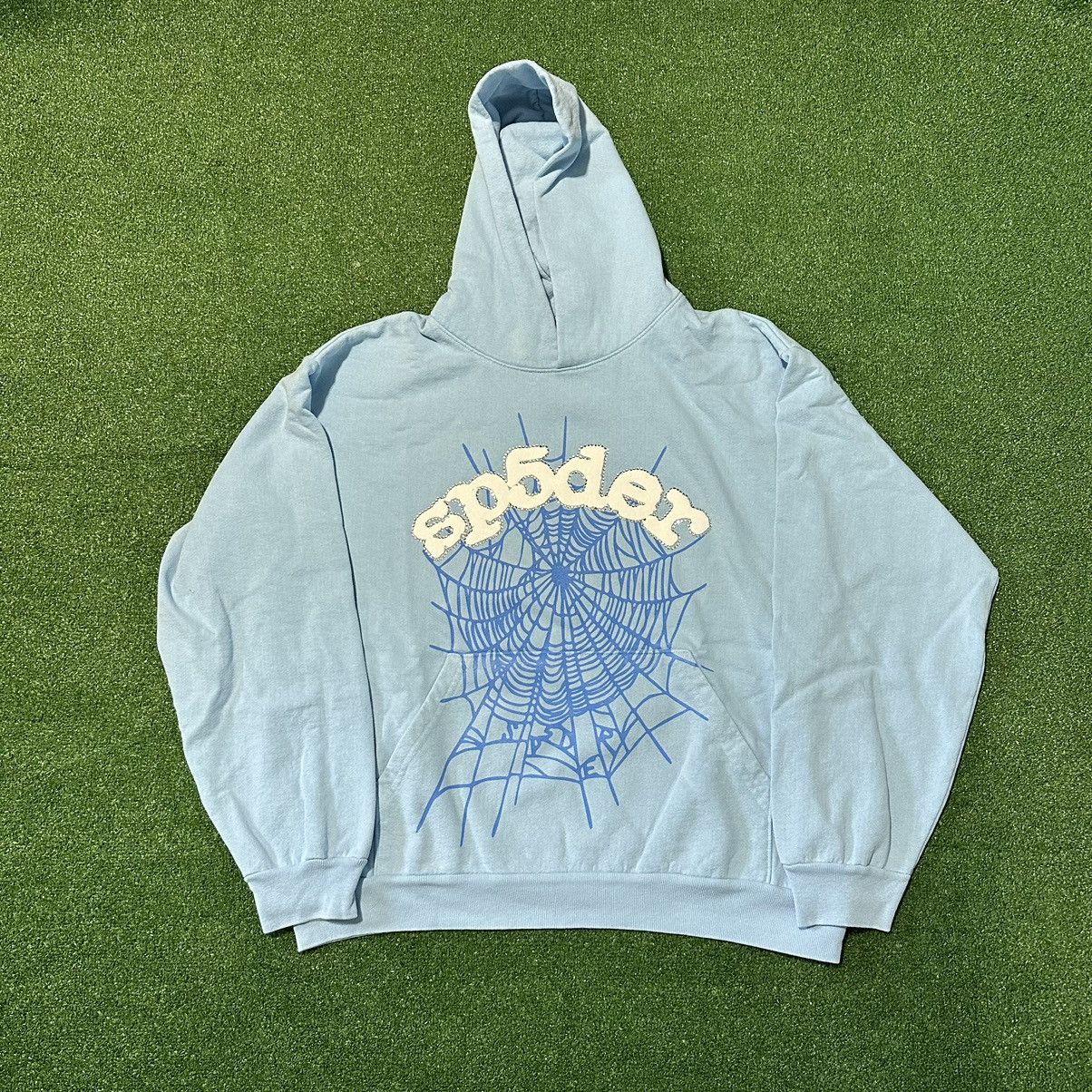 Spider Worldwide Sp5der web hoodie sky blue | Grailed
