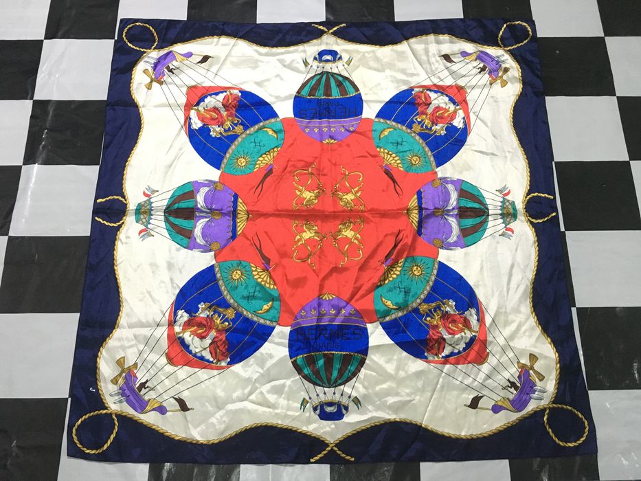 Hermes Vintage Hermes Scarves Air Balloons Collector Cherubs Moon And