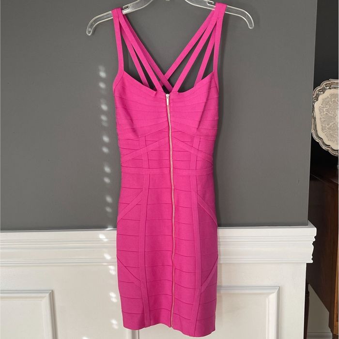 Bebe Bebe Rose Violet Bondage Cut Out Zip Front Bodycon Dress S | Grailed