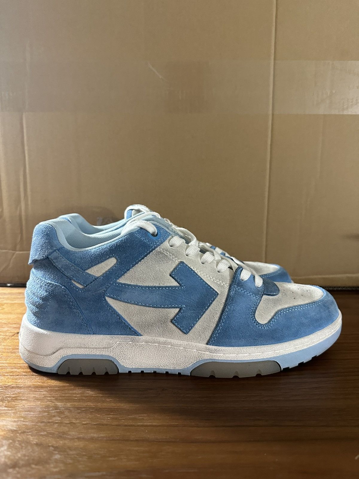 Off-White Off White Out of Office Distressed Blue 45 12 | Grailed